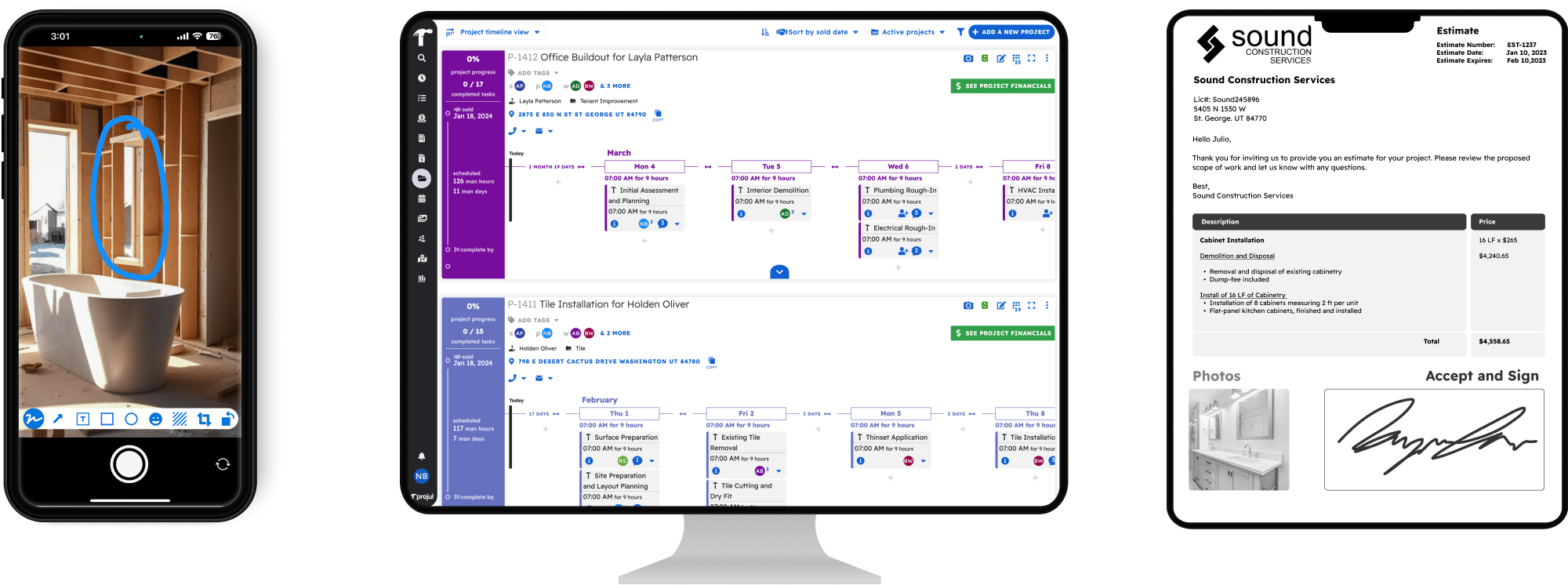 All-in-one construction management features | Projul